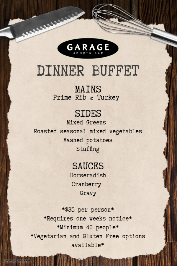 Menu - The Garage Sports Bar - Calgary Sports, Billiards, and Great Pub ...